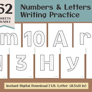 66 Printable Kid Trace the Alphabet Number Worksheets, Preschool ...