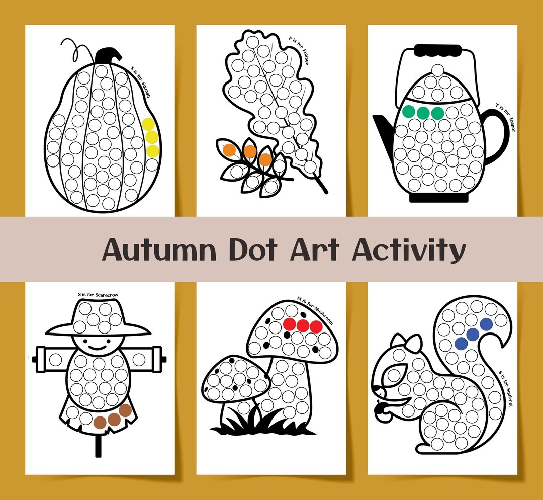 6 Autumn Fall, Do A Dot Sticker Activity, Toddler Craft, Fine Motor ...