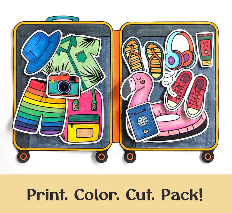 DIY Suitcase Coloring Craft | Kids' Travel Activity (digital Download ...