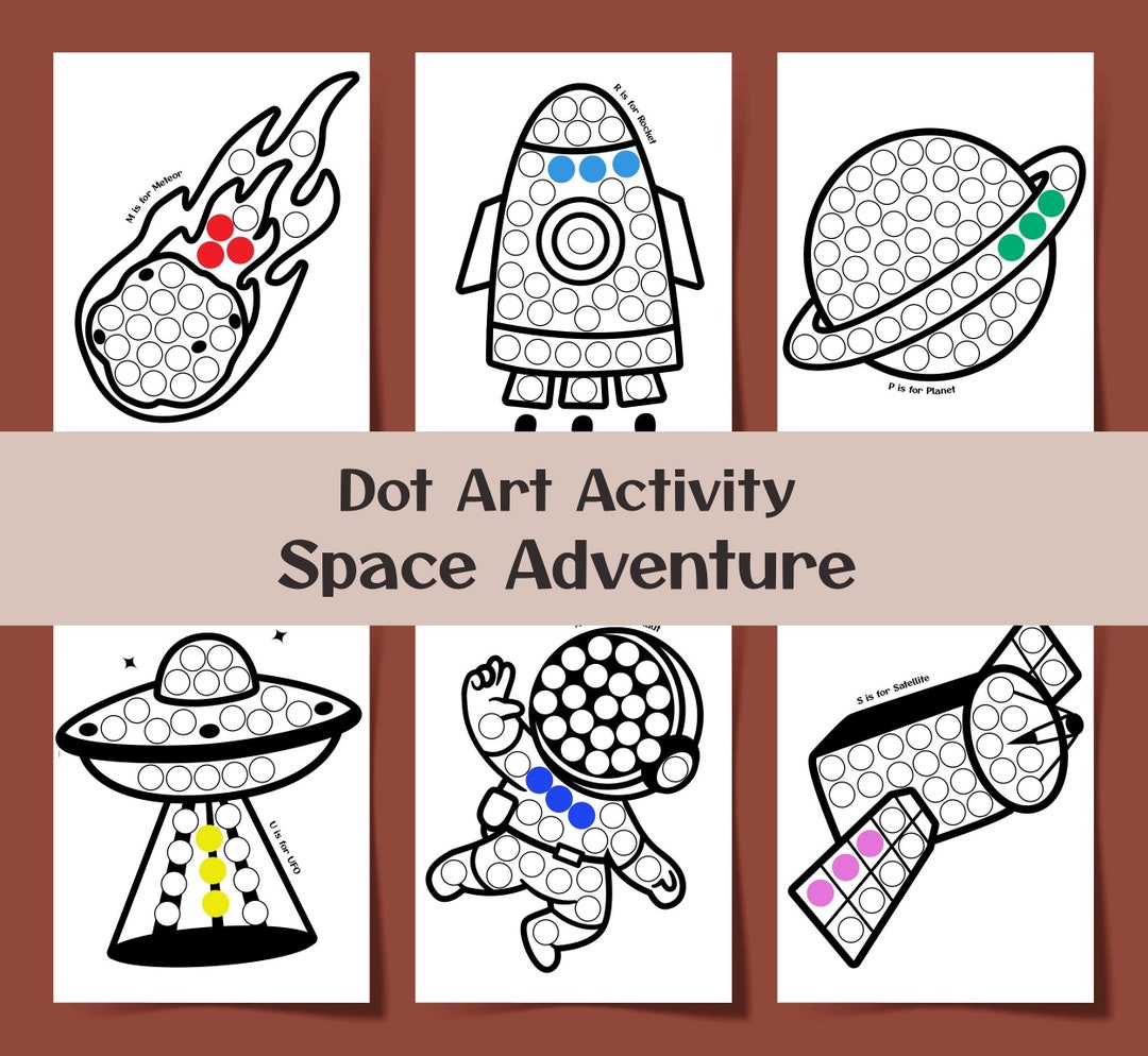 6 Space Galaxy UFO Dot Sticker Activity, Toddler Craft, Fine Motor ...