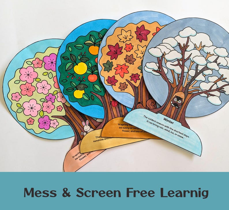 Four Seasons Tree Craft Printable | 3D Standing Paper Model for Kids ...