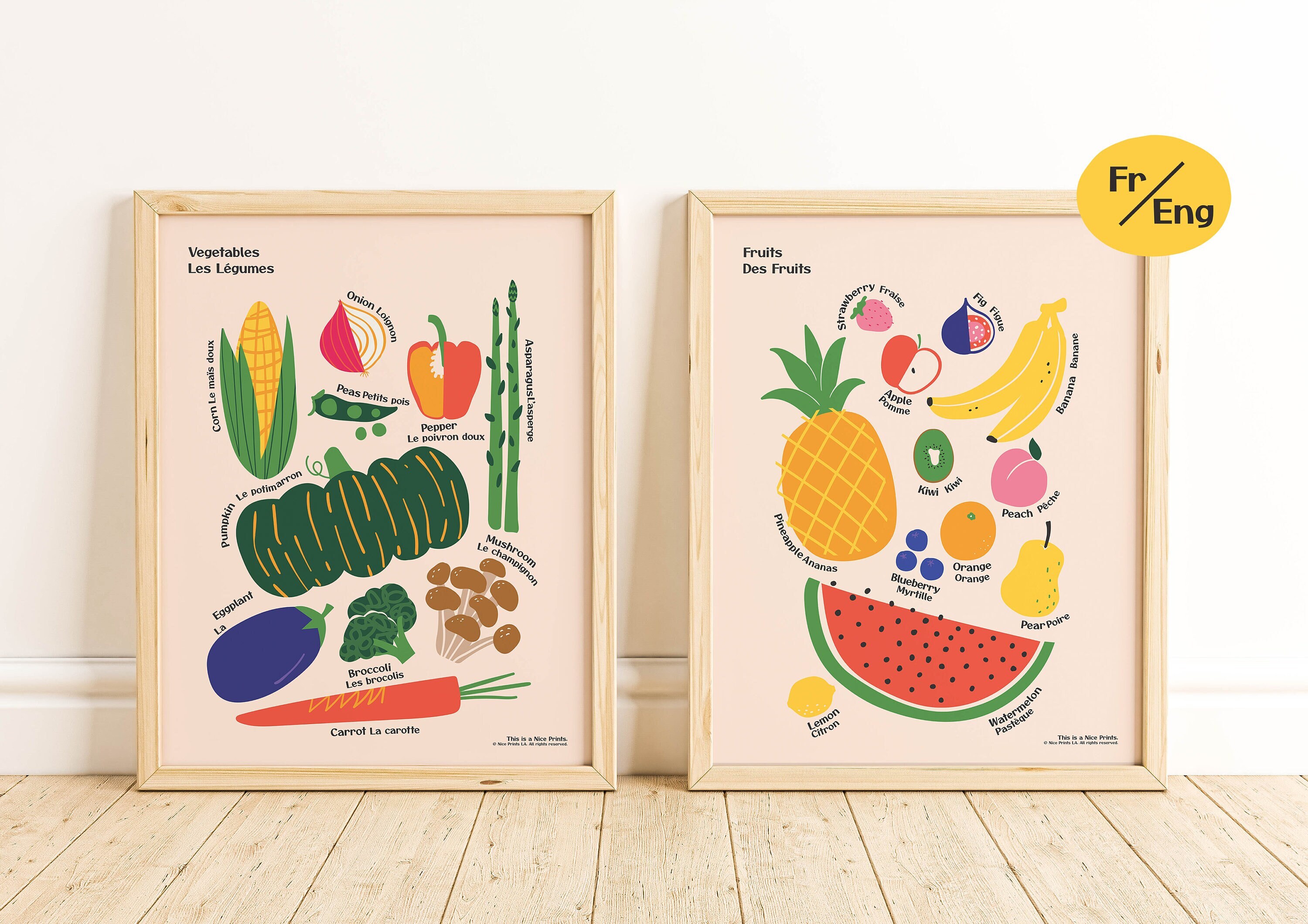 Set of 2 French English Nursery Poster, Bilingual Classroom, Learning ...