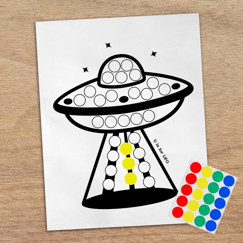 6 Space Galaxy UFO Dot Sticker Activity, Toddler Craft, Fine Motor ...