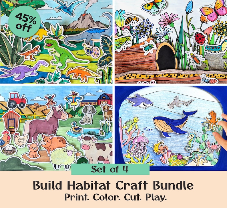DIY Habitat Craft Bundle | Build a Dinosaur World, Farm, Bug Habitat ...