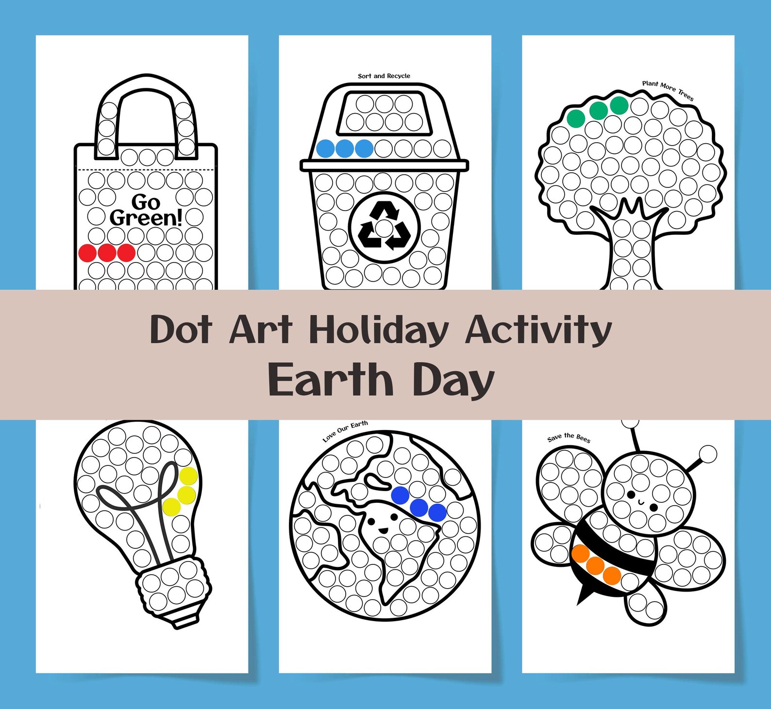 6 Earth Day Do-a-dot Worksheets | Fun Kid Printable Activities to Learn ...