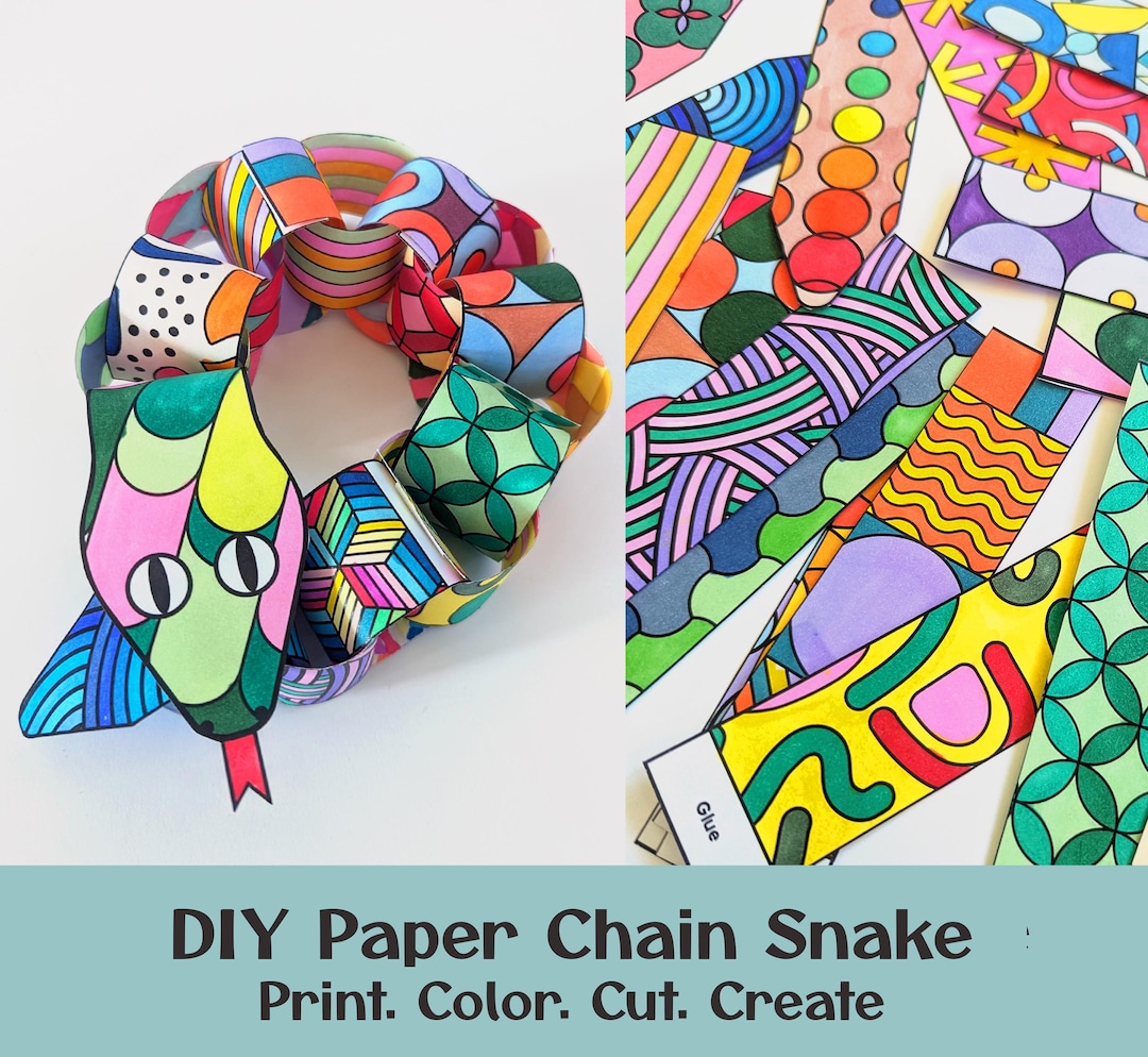 Build a Snake Paper Chain Craft | Snake Coloring Activity for Kids ...
