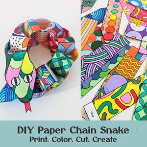 3D Paper Snake Craft for Kids Ages 4-8 | Cut Fold Chain Activity ...