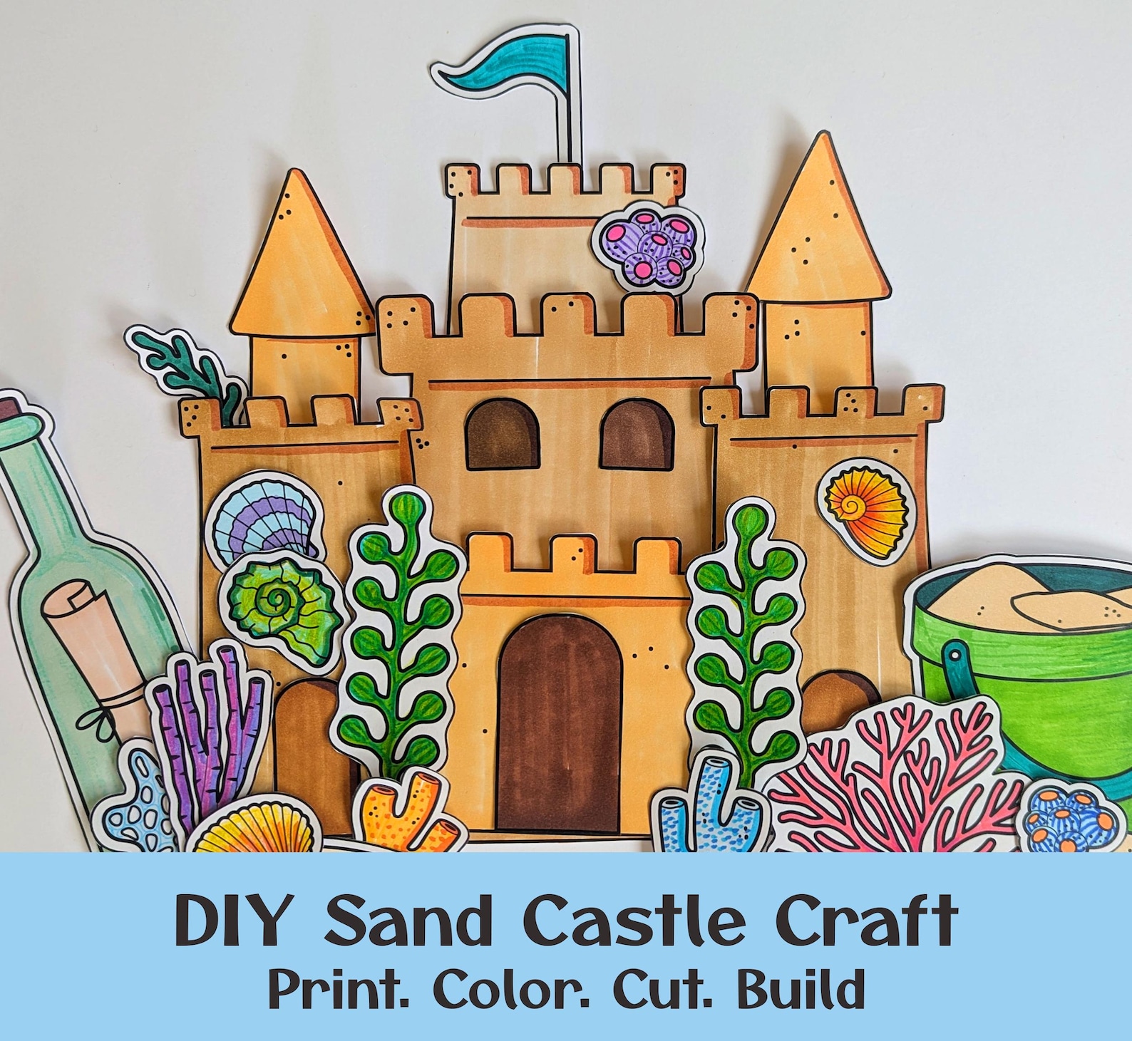DIY Build a Sand Castle| Summer Beach Camp Craft | Printable Ocean ...