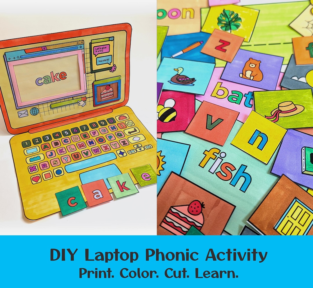 DIY Laptop Phonics Game | Preschool Spelling Activity (digital Download ...