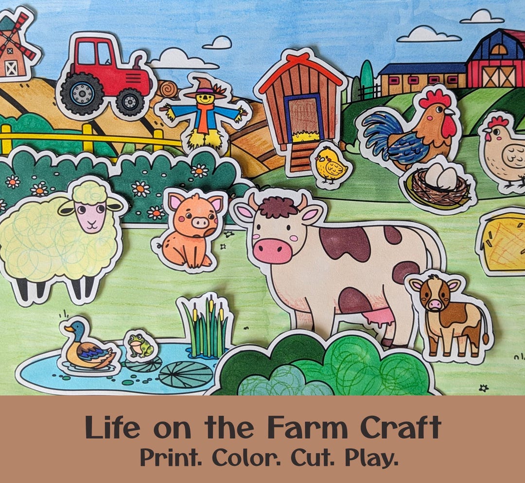 DIY Build a Farm Craft | Ranch Animals Activity | Color Cut Kids Art ...