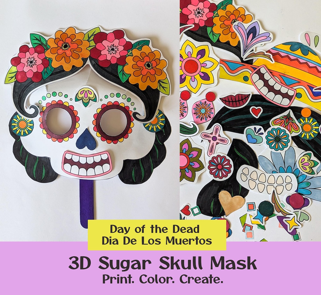 Sugar Skull Mask Printable | 3D Day of the Dead Craft | Día De Los ...