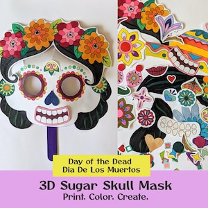 Sugar Skull Mask Printable | 3D Day of the Dead Craft | Día De Los ...