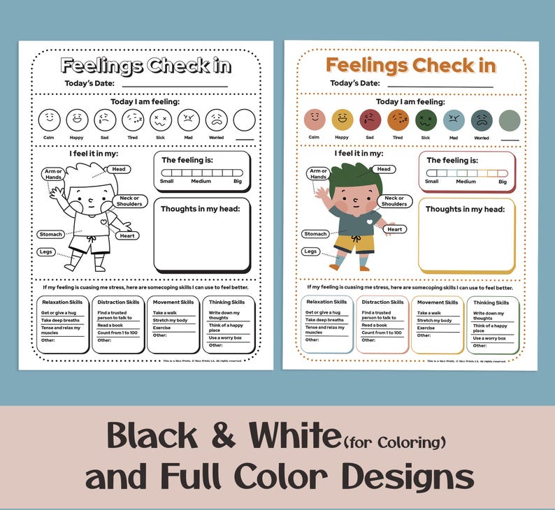 Feelings Chart for Kids | Emotions Check-in Printable | Social ...