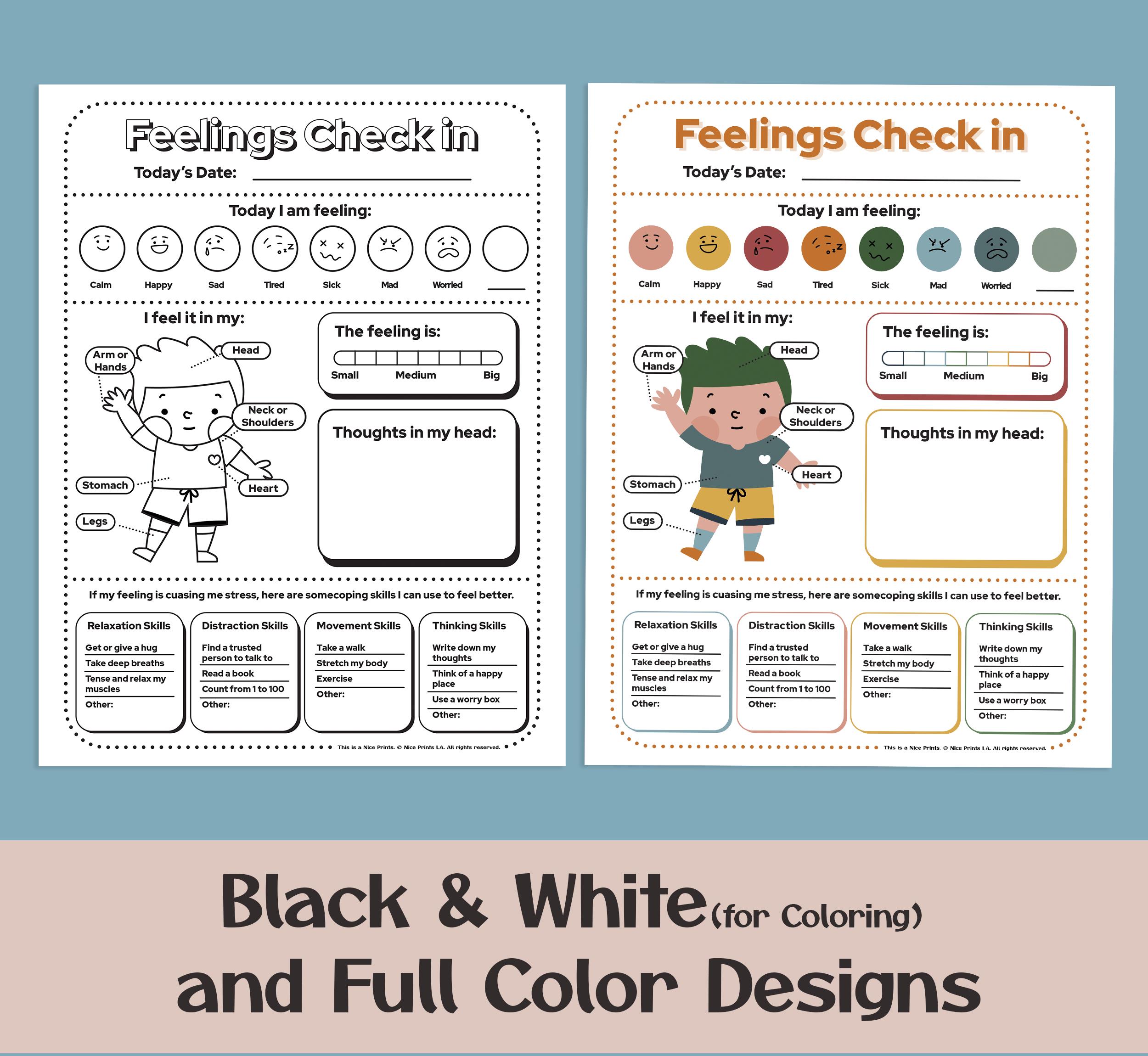 Feelings Check-in Printable for Kids | Children Emotional Awareness ...