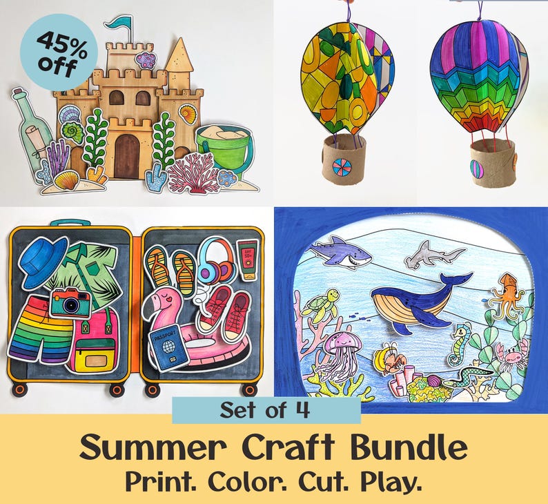 DIY Summer Craft Bundle – Build a Hot Air Balloon, Aquarium, Sandcastle ...