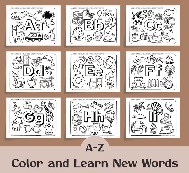 Vocabulary Building Coloring Page | Full Alphabet | A-Z | 26 Pages ...
