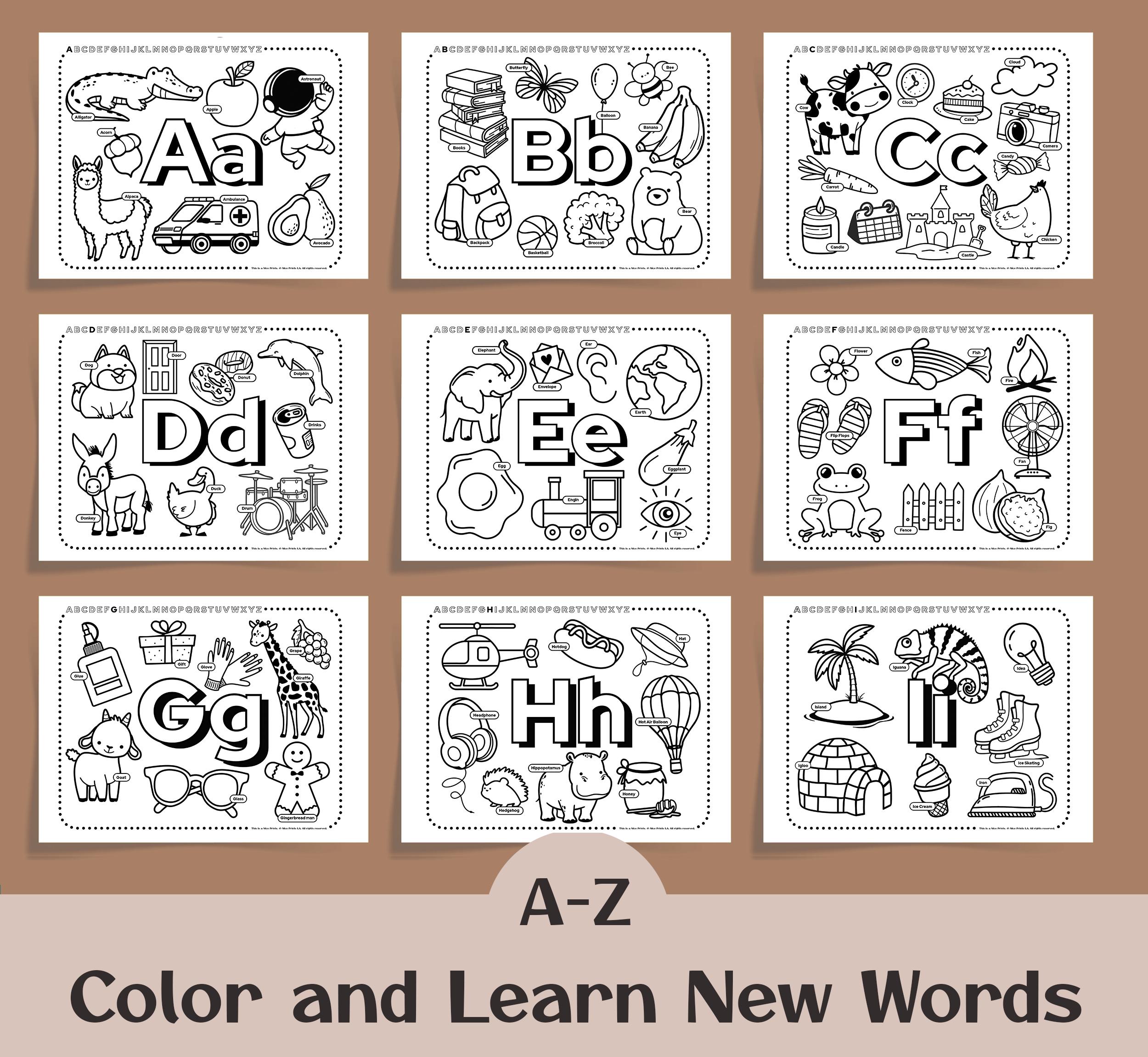 Vocabulary Building Coloring Page | Full Alphabet | A-Z | 26 Pages ...
