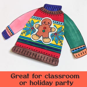 DIY Ugly Christmas Sweater Coloring Page | Kids Holiday Craft (instant ...