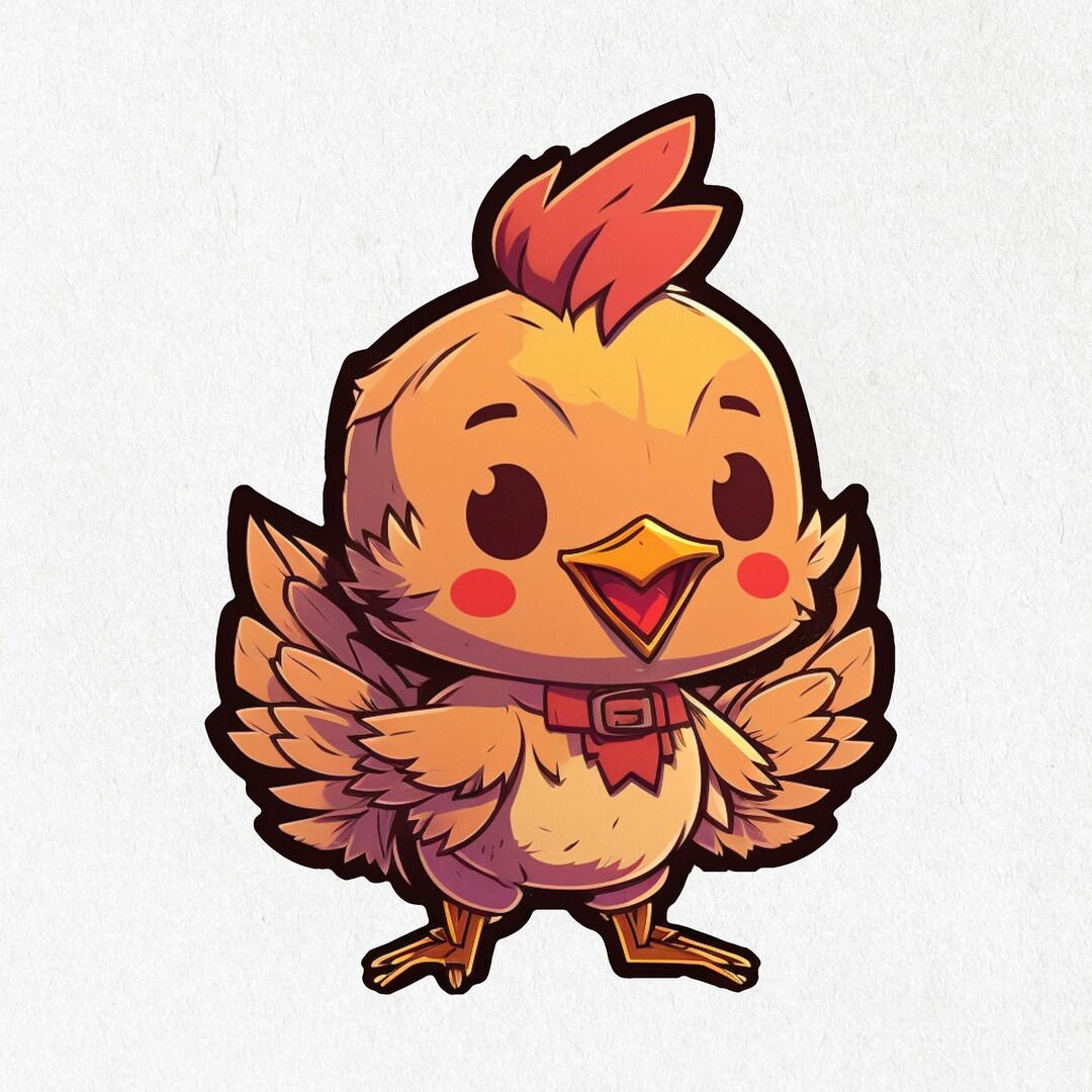 Chicken Sticker, Happy Chicken Sticker, Chick, Chicken Vinyl, Smiling ...