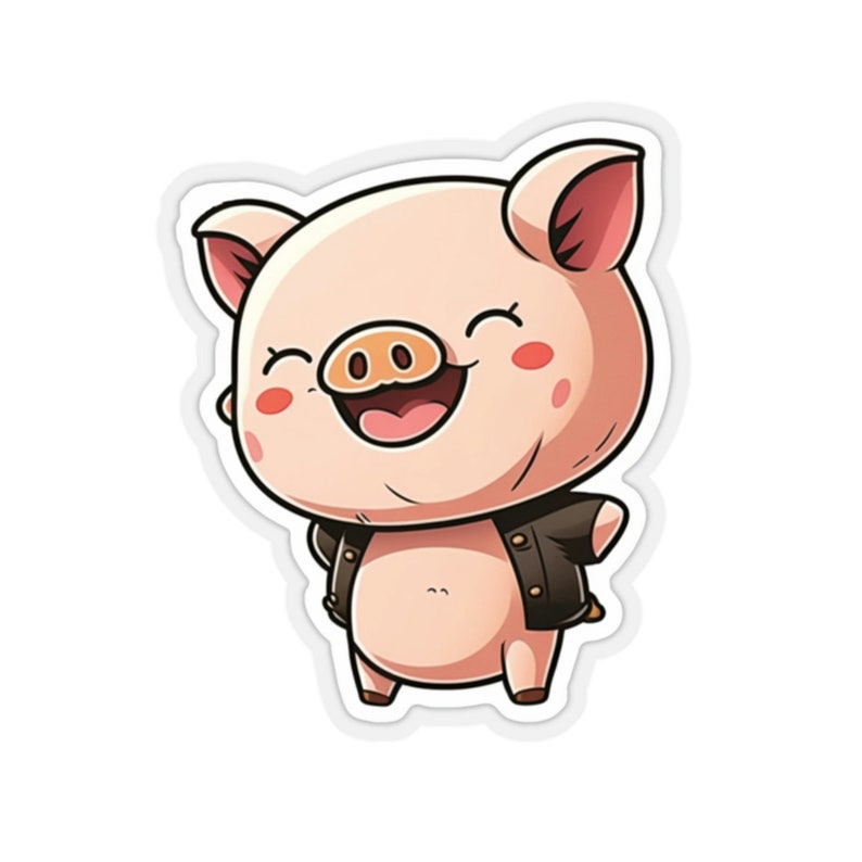 Pig Sticker, Happy Pig, Pig, Pig Vinyl, Smiling Pig, Cute Decal, Water ...