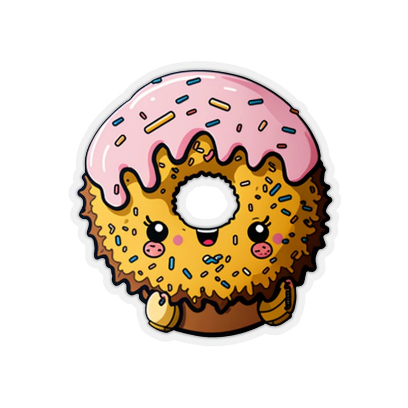 Donut Sticker, Happy Donut , Donut , Donut Vinyl, Smiling Donut , Cute ...