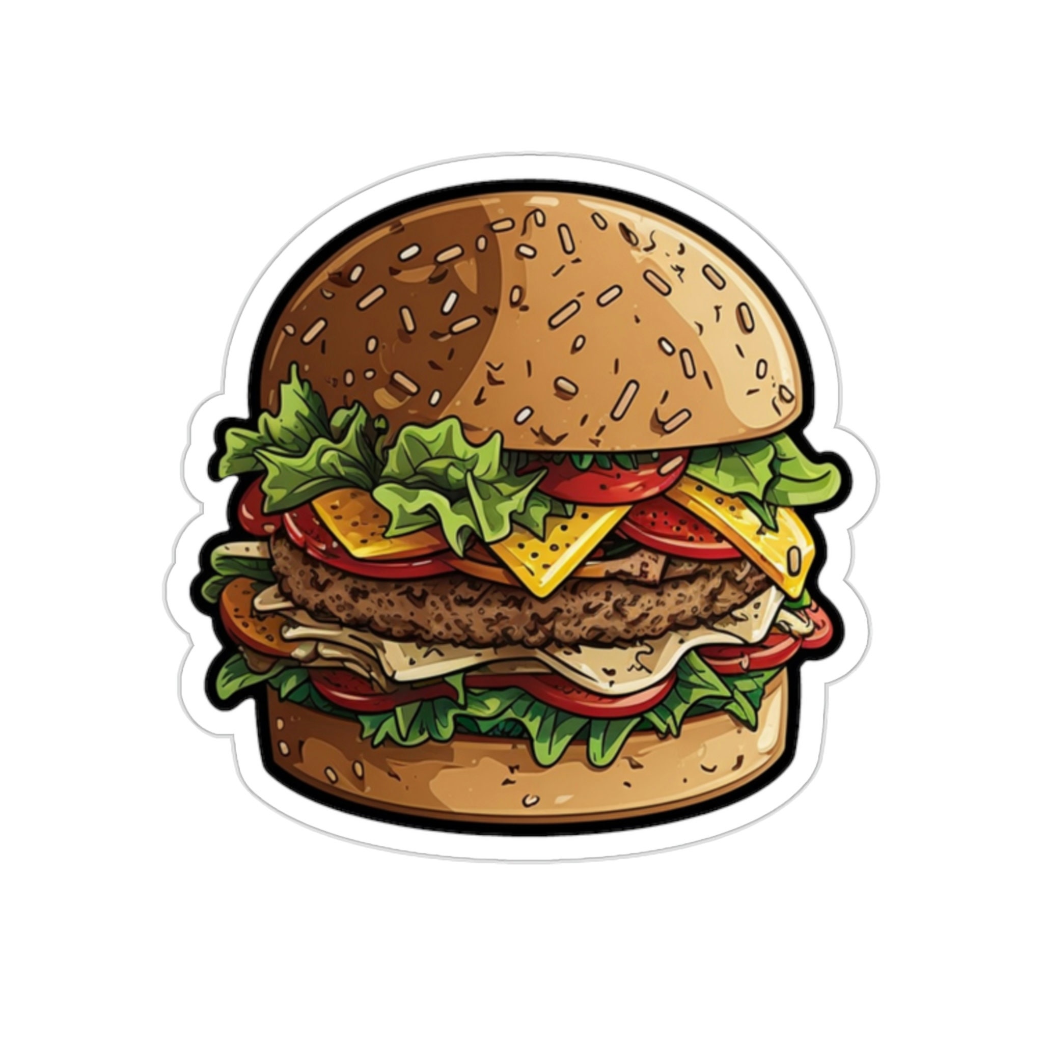 Hamburger Sticker, Happy Hamburger, Hamburger, Hamburger Vinyl, Smiling Hamburger, Cute Decal ...
