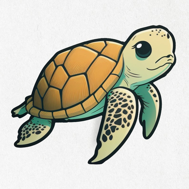 Sea Turtle, Sea Turtle Sticker, Sea Turtle Vinyl, Happy Sea Turtle ...