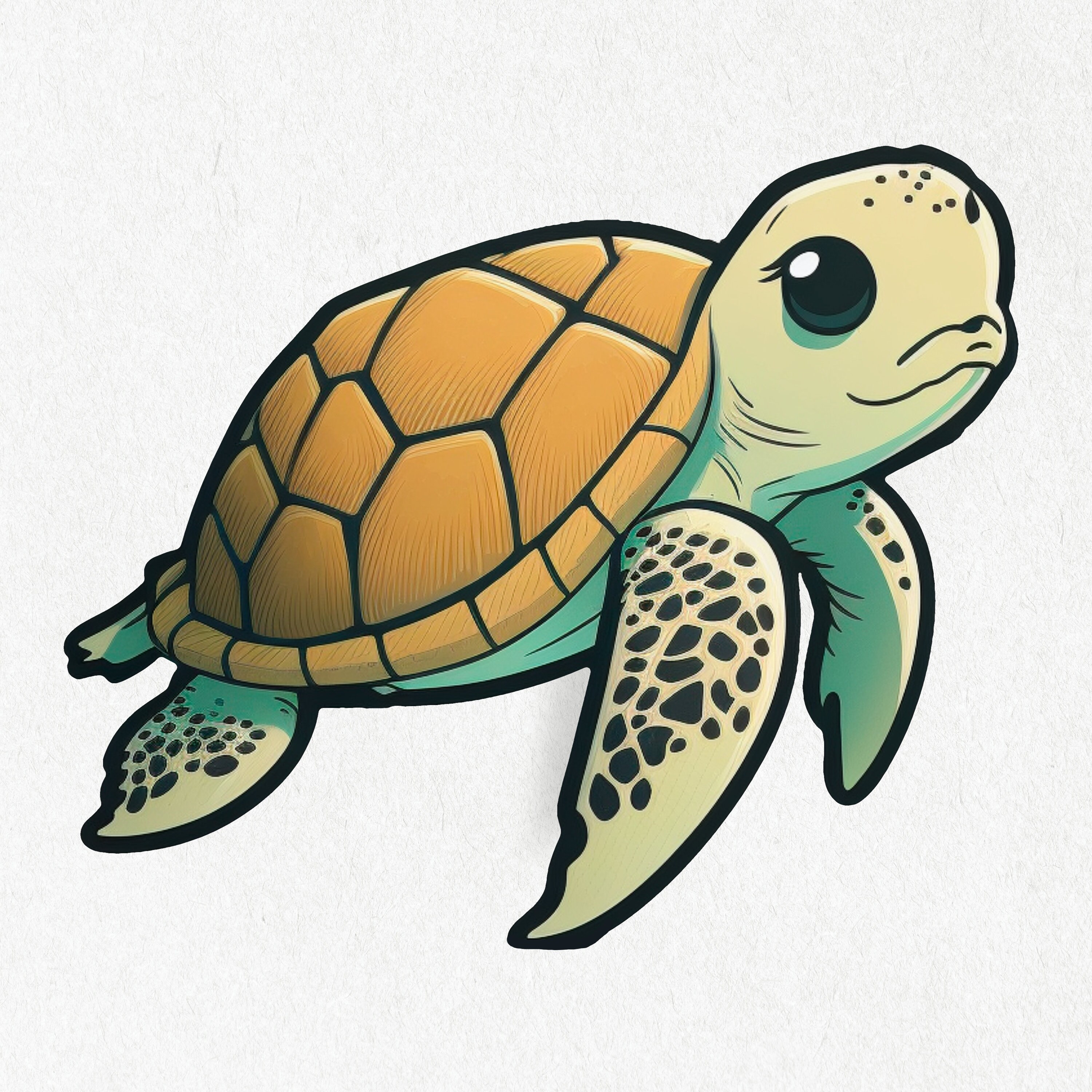 Sea Turtle, Sea Turtle Sticker, Sea Turtle Vinyl, Happy Sea Turtle ...