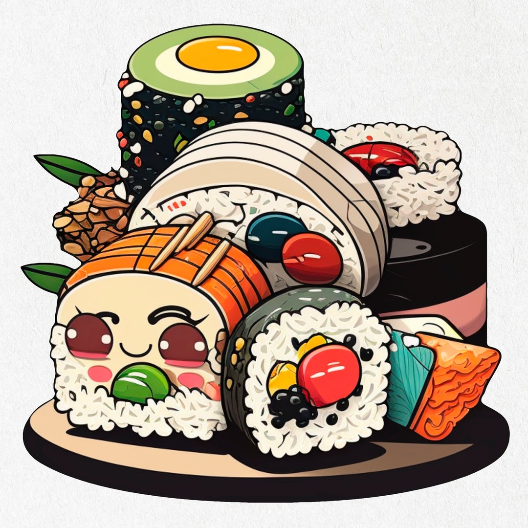 Sushi Sticker, Happy Sushi, Sushi, Vinyl, Smiling Sushi, Cute Decal ...