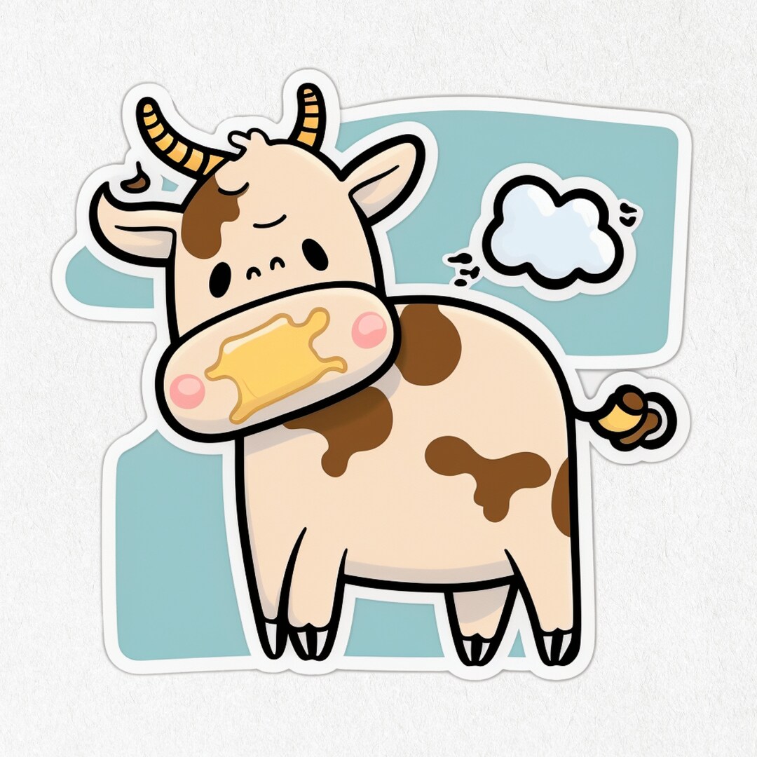 Cow Sticker, Happy Cow Sticker, Cow, Cow Vinyl, Smiling Cow, Cute Decal ...