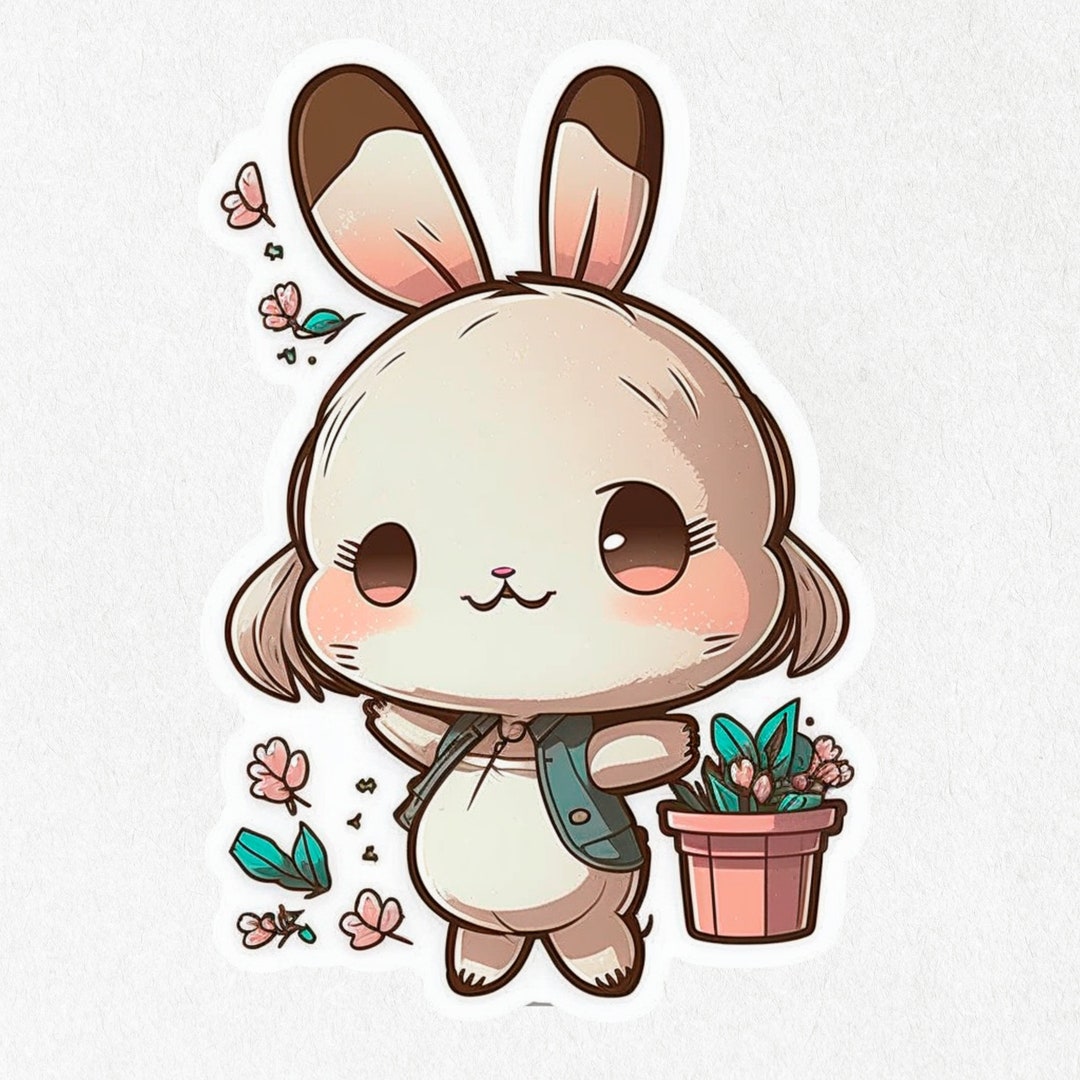 Bunny Sticker, Happy Bunny Sticker, Bunny, Bunny Vinyl, Smiling Bunny ...