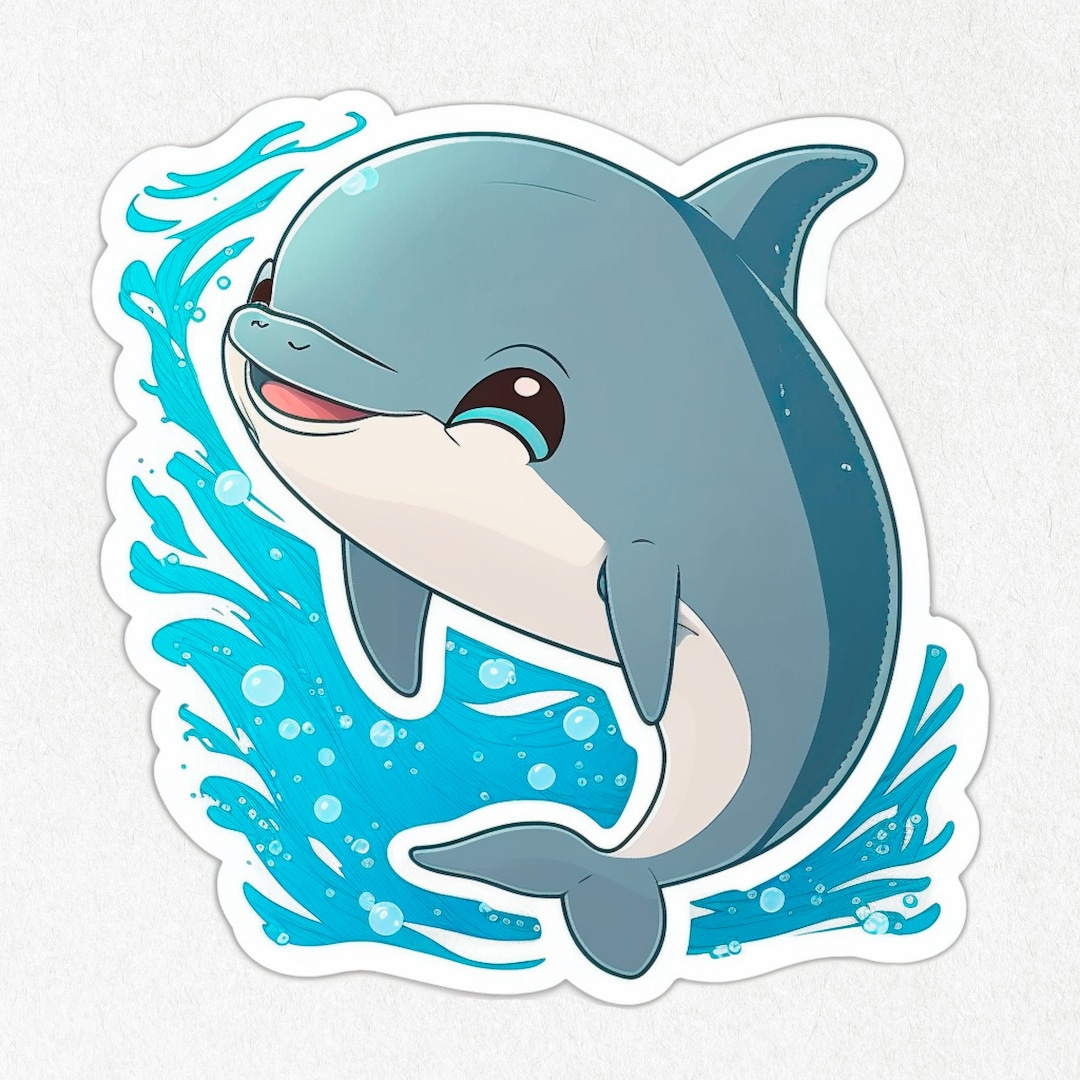 Dolphin Sticker, Happy Dolphin, Sea Animal, Dolphin Vinyl, Smiling ...