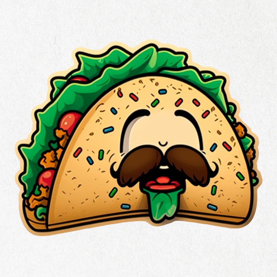 Taco Sticker, Happy Taco, Taco, Vinyl, Smiling Taco, Cute Decal, Water ...