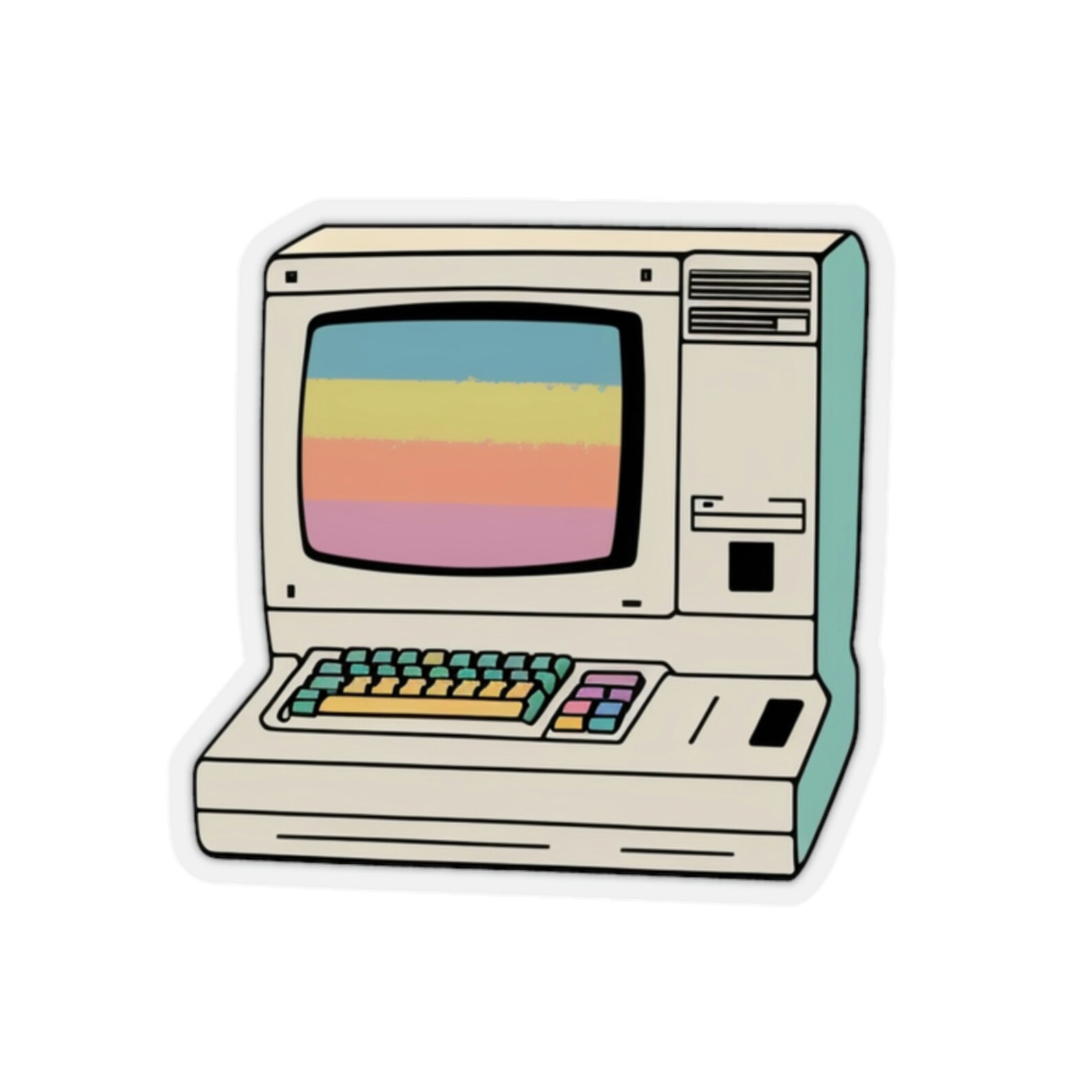 Computer Sticker, Vintage Computer, PC, Computer Vinyl, Retro Tech ...