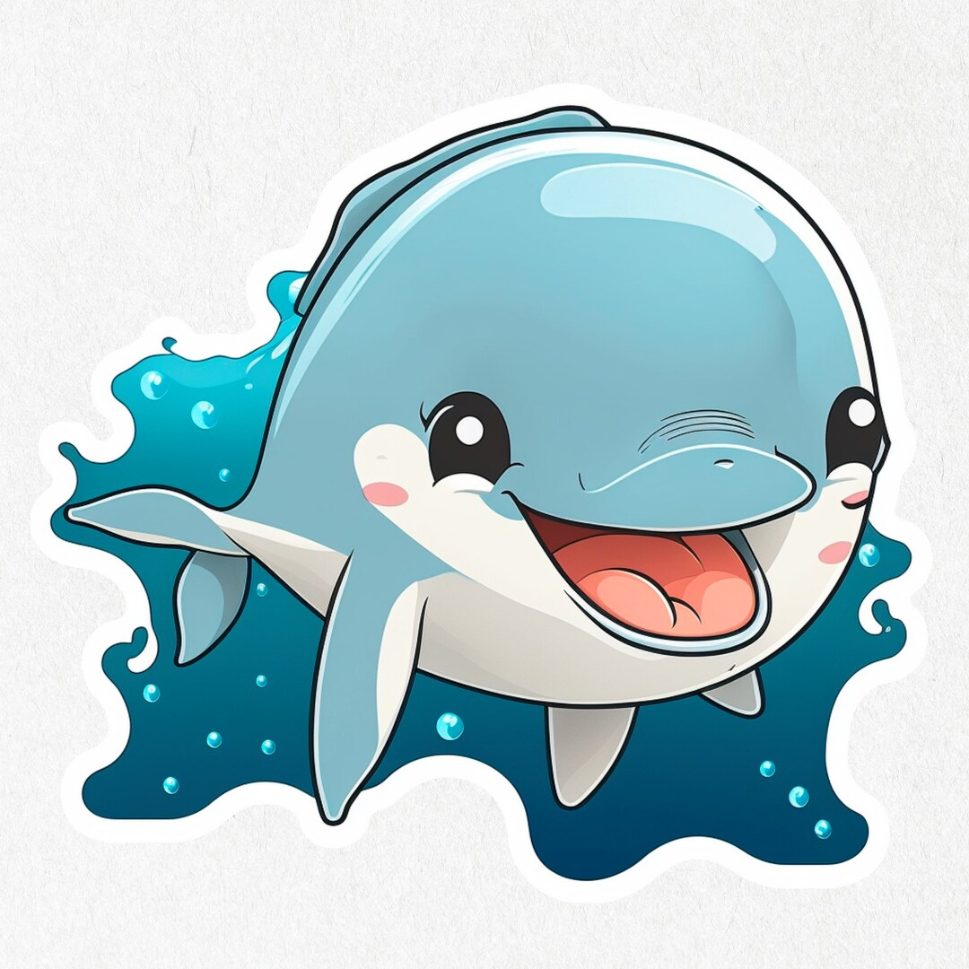 Dolphin Sticker, Happy Dolphin, Sea Animal, Dolphin Vinyl, Smiling ...