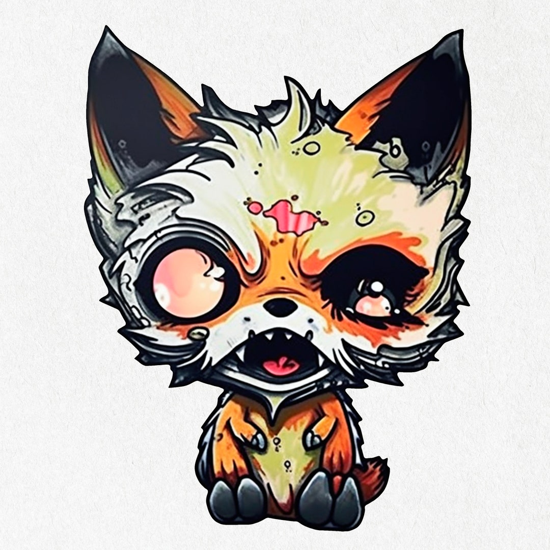 Zombie Fox, Zombie Sticker, Fox Vinyl, Zombie, Decal, Water Bottle ...