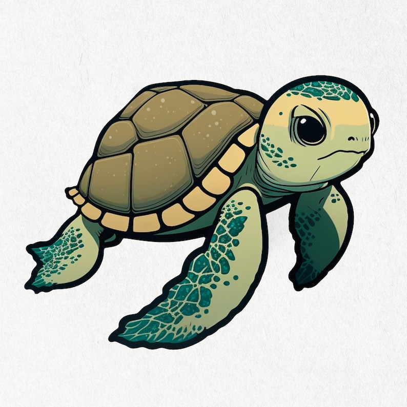 Sea Turtle, Sea Turtle Sticker, Sea Turtle Vinyl, Happy Sea Turtle ...