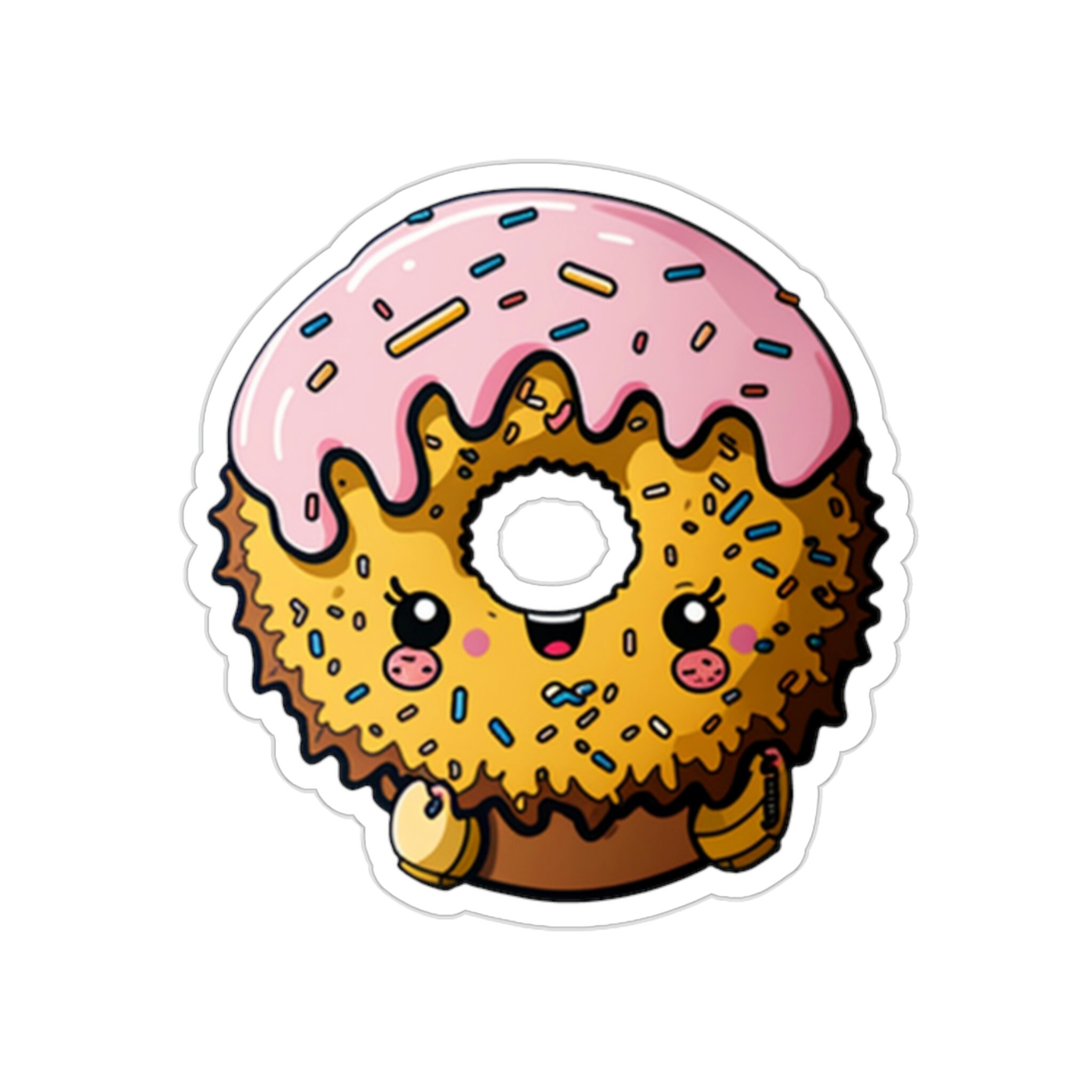Donut Sticker, Happy Donut , Donut , Donut Vinyl, Smiling Donut , Cute ...