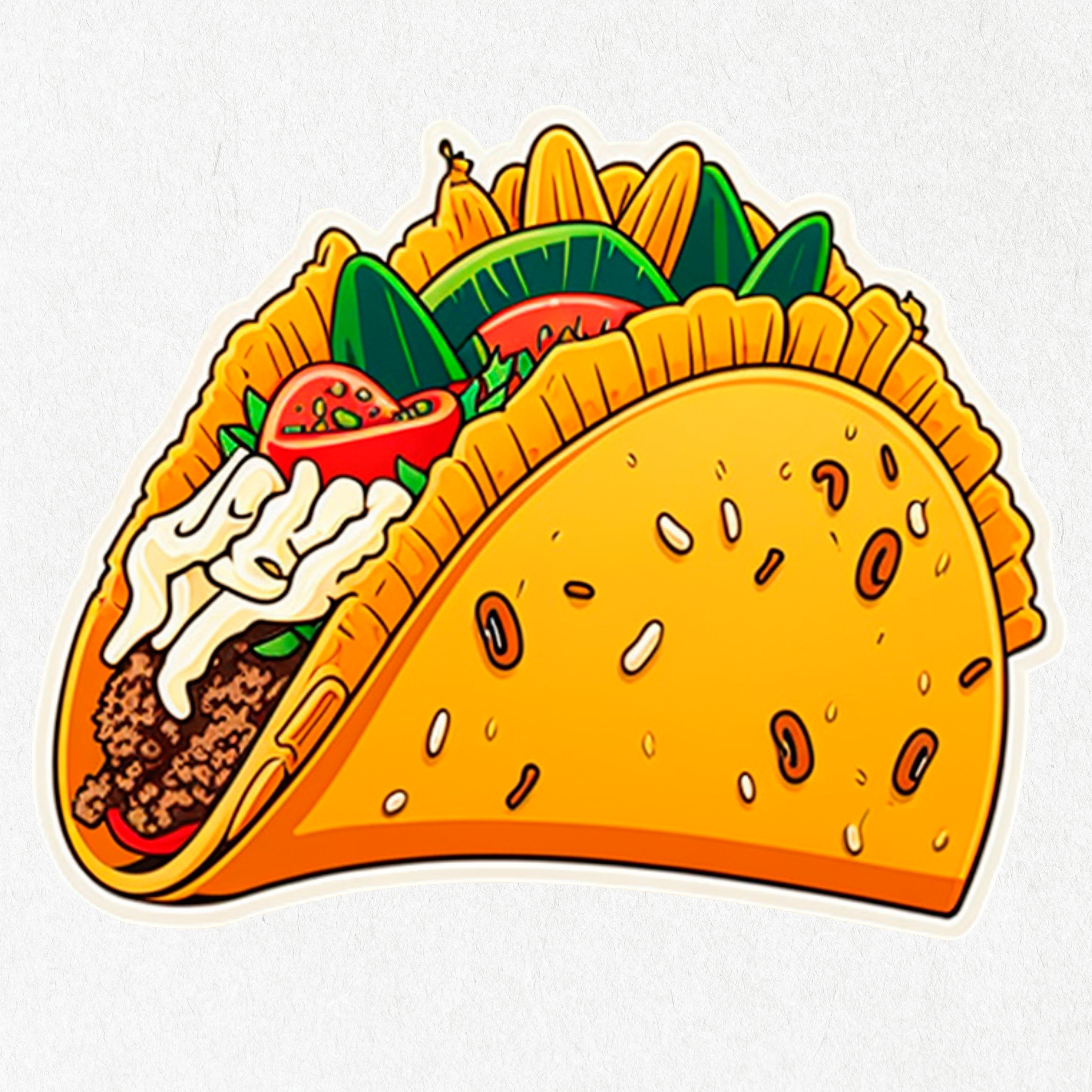 Taco Sticker, Happy Taco, Taco, Vinyl, Smiling Taco, Cute Decal, Water ...