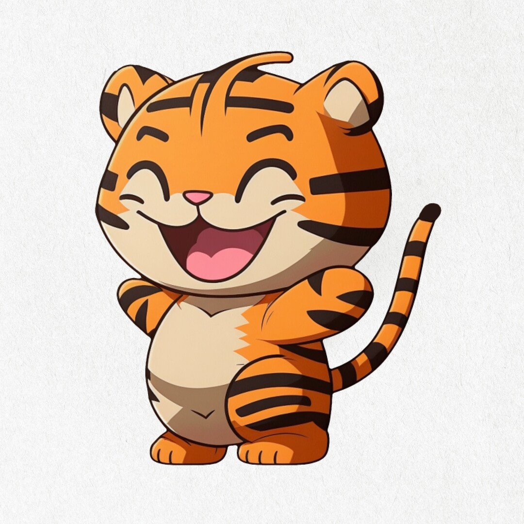 Tiger, Tiger Sticker, Tiger Vinyl, Happy Tiger, Cute Tiger Decal, Water ...