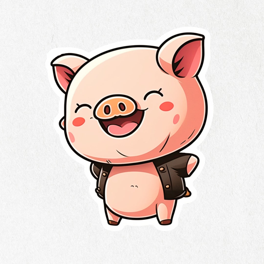 Pig Sticker, Happy Pig, Pig, Pig Vinyl, Smiling Pig, Cute Decal, Water ...