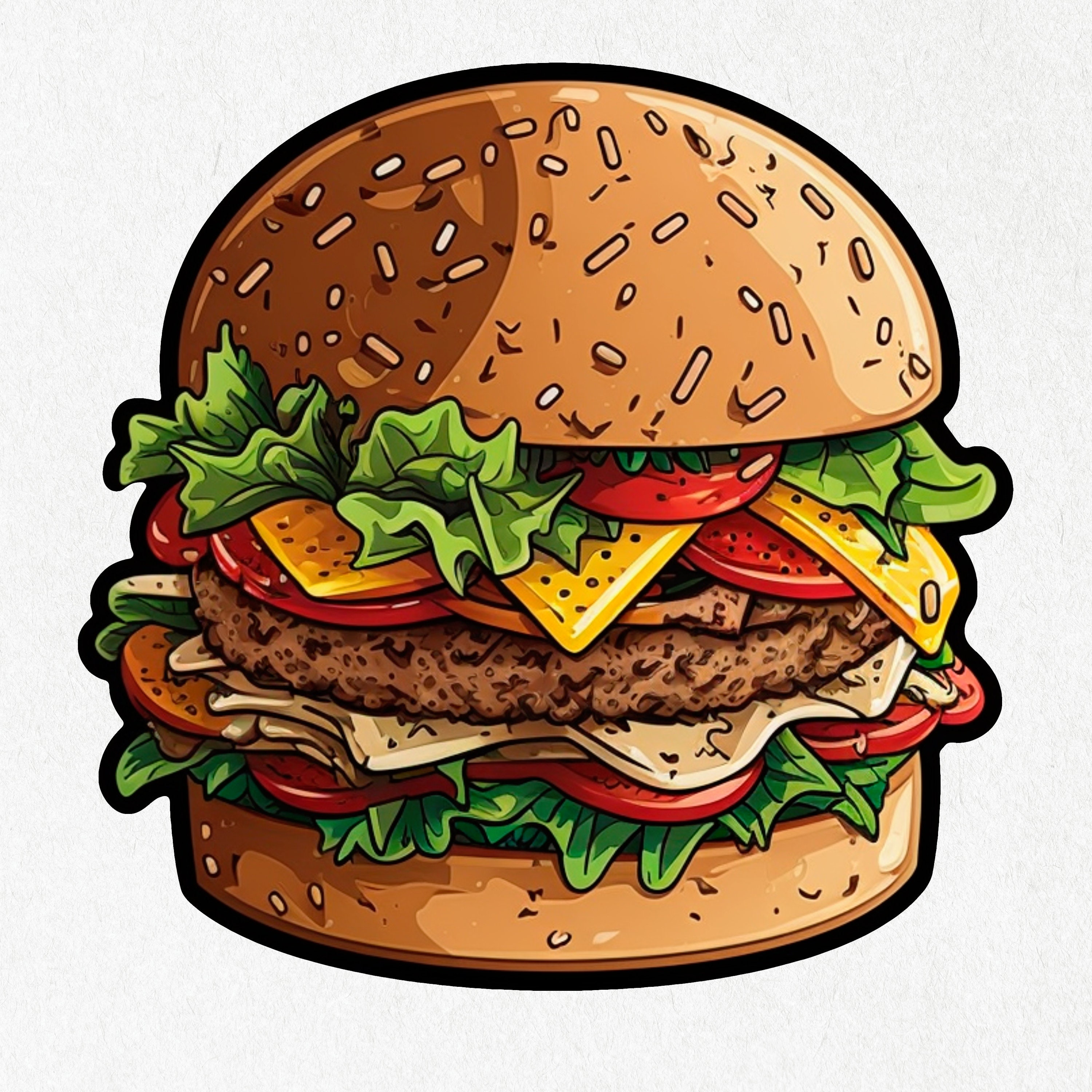 Hamburger Sticker, Happy Hamburger, Hamburger, Hamburger Vinyl, Smiling ...