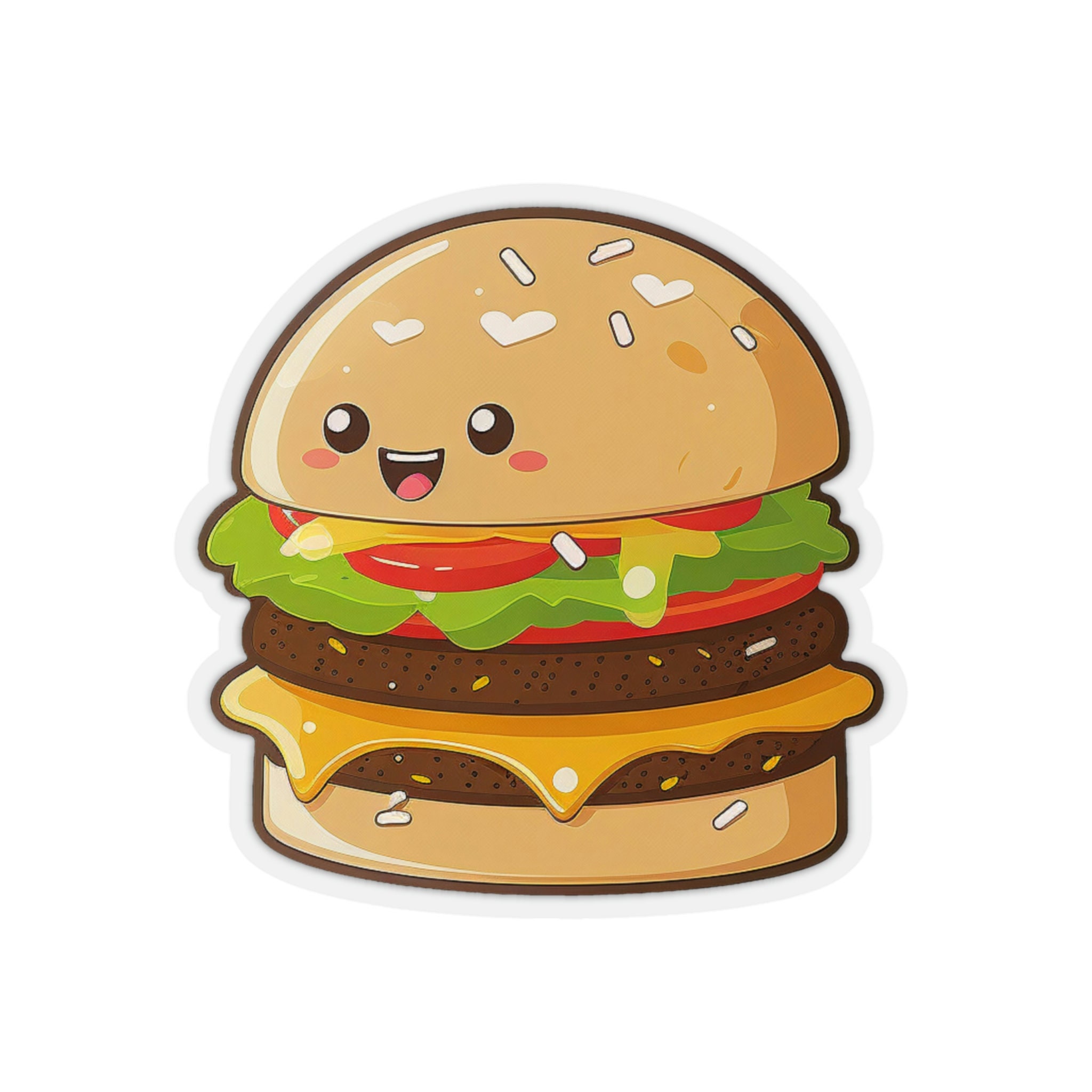 Hamburger Sticker, Happy Hamburger, Hamburger, Hamburger Vinyl, Smiling Hamburger, Cute Decal ...
