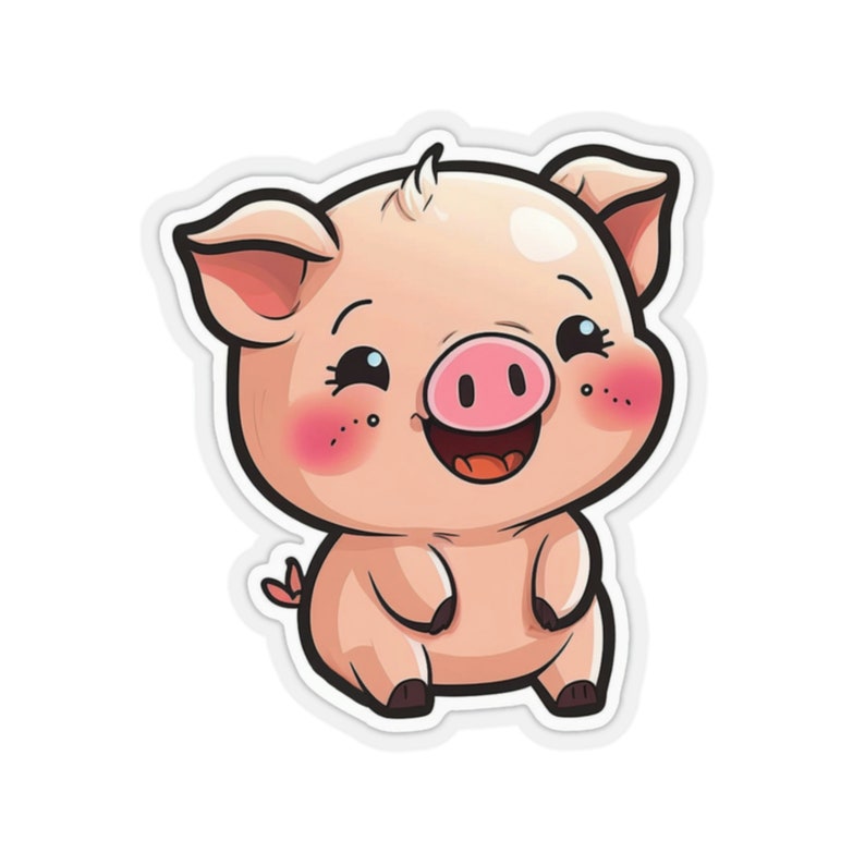 Pig Sticker, Happy Pig, Pig, Pig Vinyl, Smiling Pig, Cute Decal, Water ...