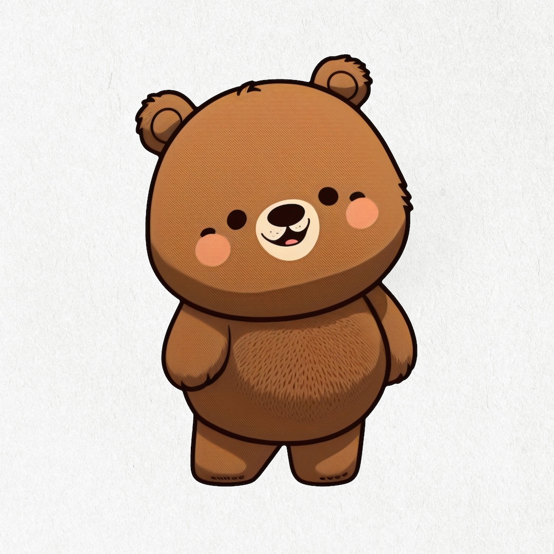 Brown Bear Sticker, Brown Bear Vinyl, Cute Brown Bear Decal, Water ...