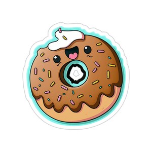 Donut Sticker, Happy Donut , Donut , Donut Vinyl, Smiling Donut , Cute ...