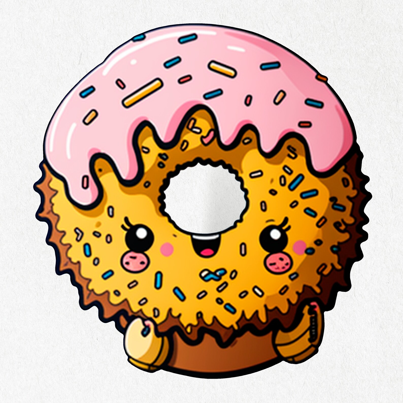 Donut Sticker, Happy Donut , Donut , Donut Vinyl, Smiling Donut , Cute ...