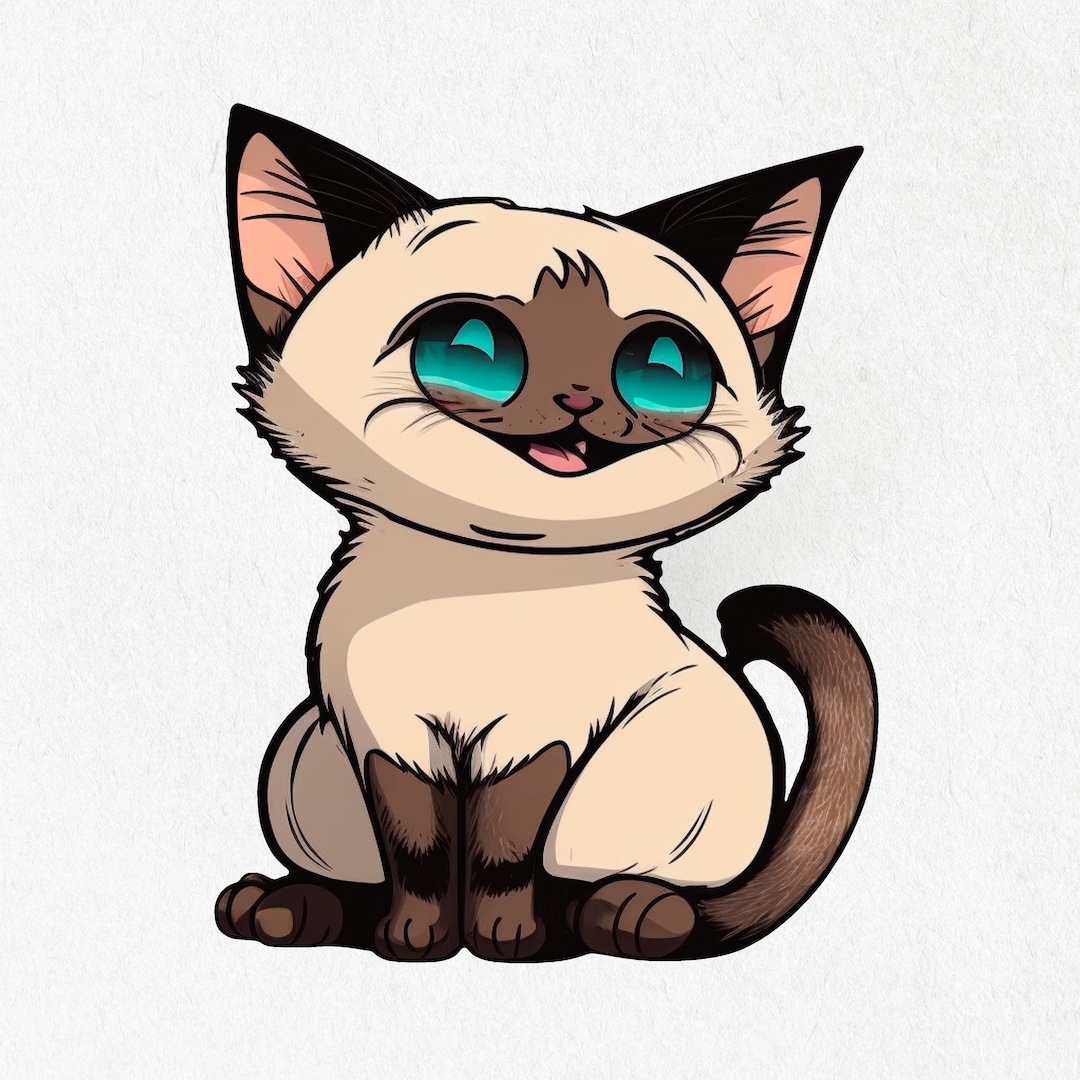 Siamese Cat, Cat Sticker, Siamese, Cat Vinyl, Happy Cat, Cute Decal ...