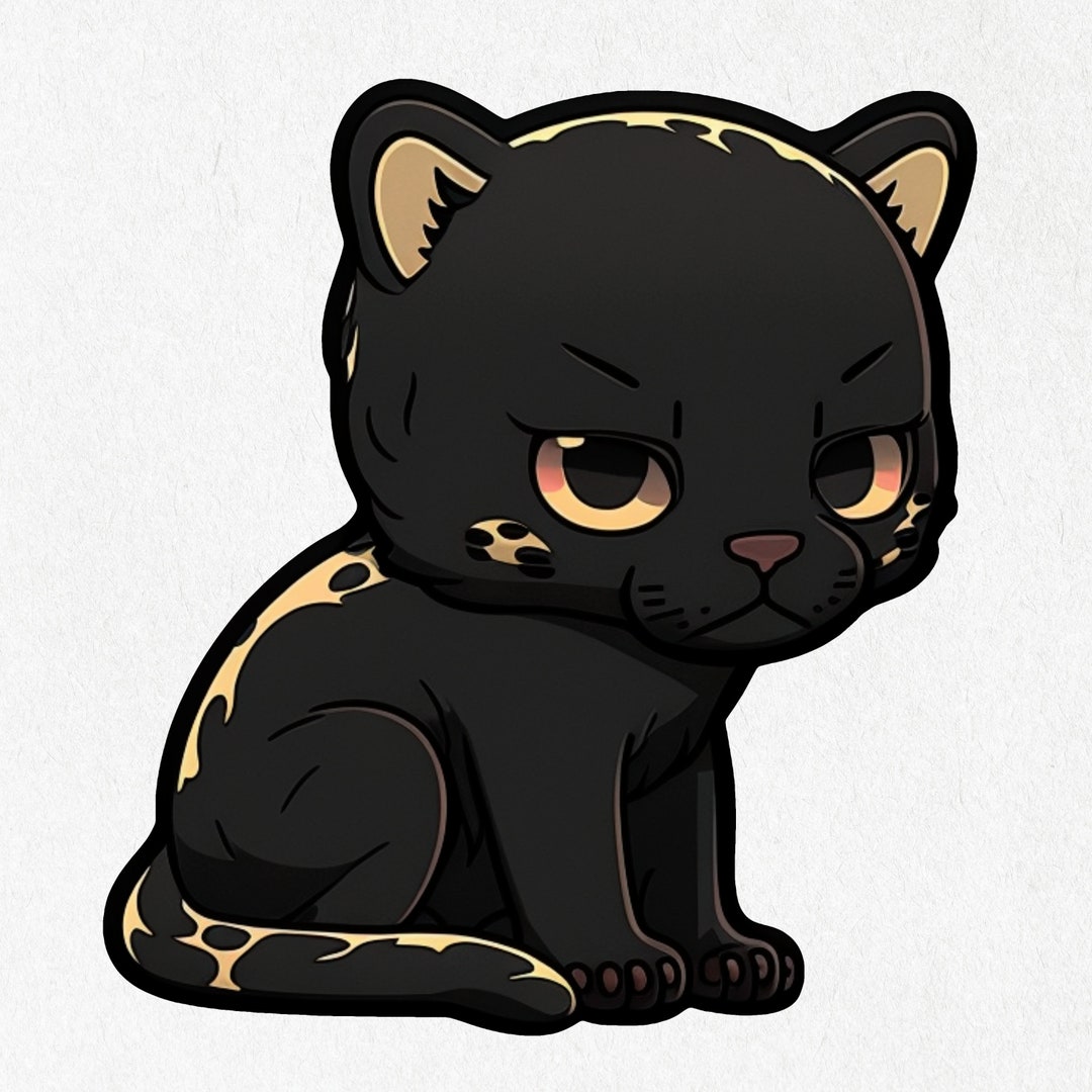 Black Panther, Panther Sticker, Panther Vinyl, Happy Panther, Cute ...