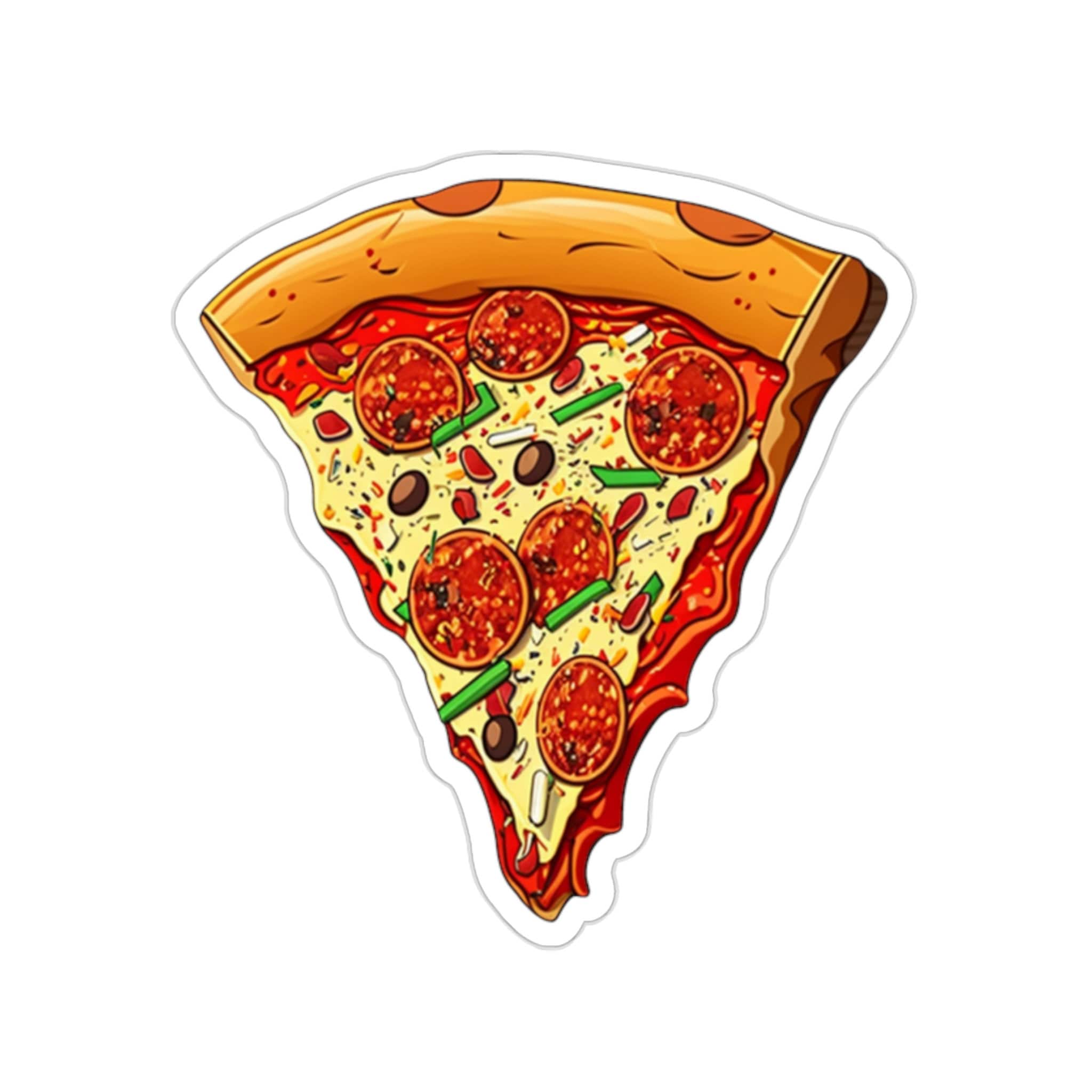 Pizza Slice Sticker, Happy Pizza Slice, Pizza Slice, Vinyl, Smiling ...